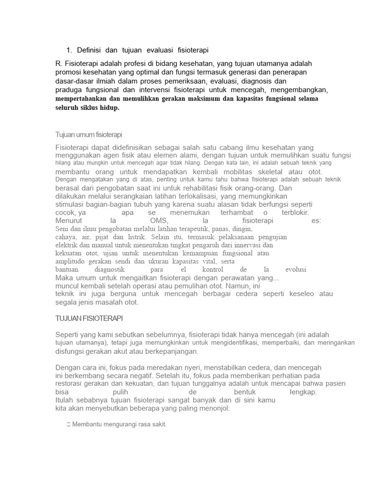 Tujuan dan Teknik Fisioterapi Efektif | PDF