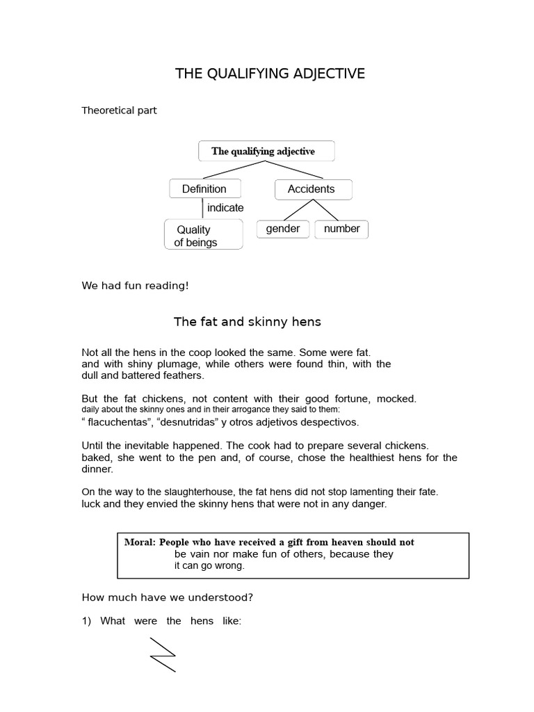 The Qualifying Adjective | PDF | Grammatical Gender | Adjective