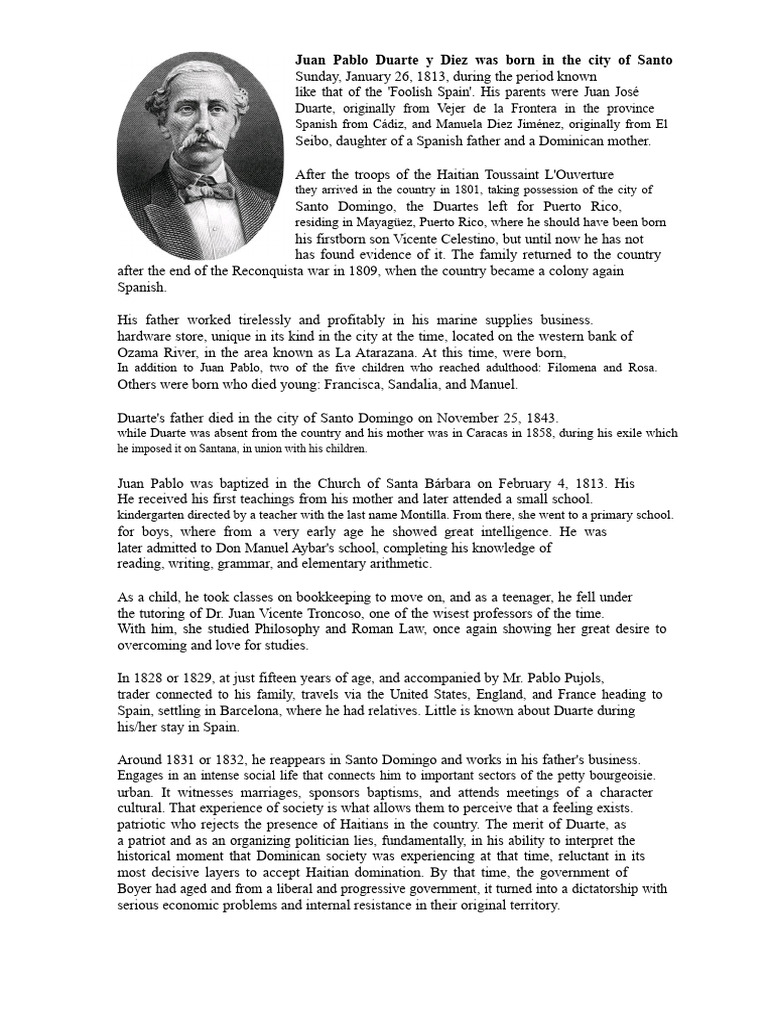 Biography of Juan Pablo Duarte | PDF | Greater Antilles