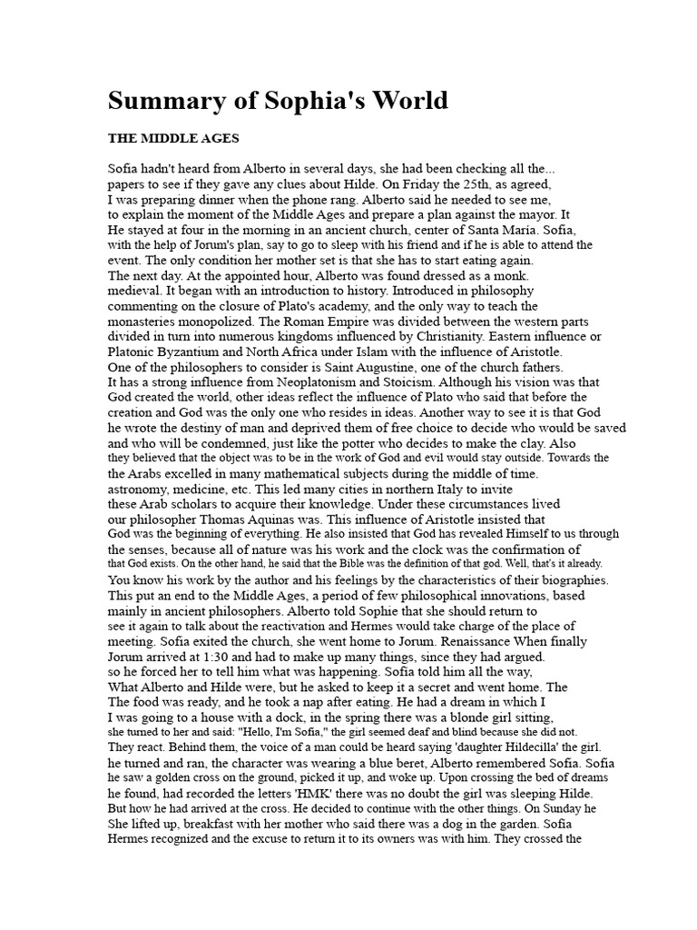 Summary of Sophie's World | PDF | René Descartes | Reason