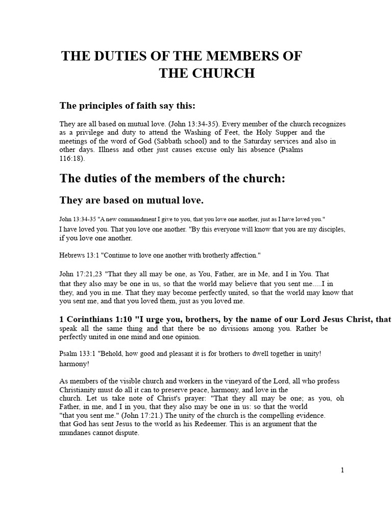 Duties of Church Members Explained | PDF | Eucharist | Jesus