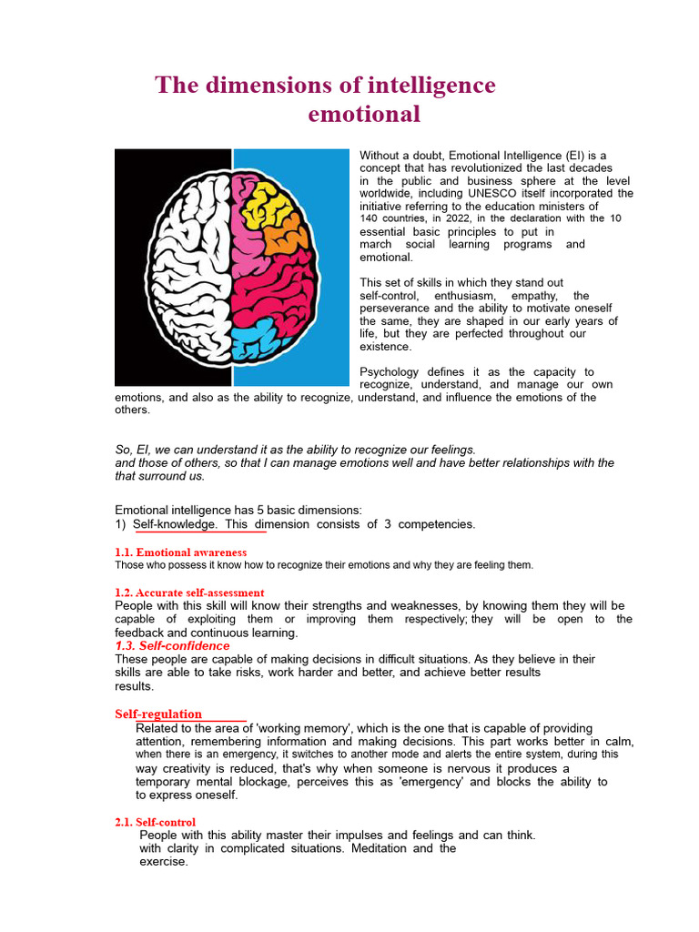 The Dimensions of Emotional Intelligence | PDF | Intelligence ...