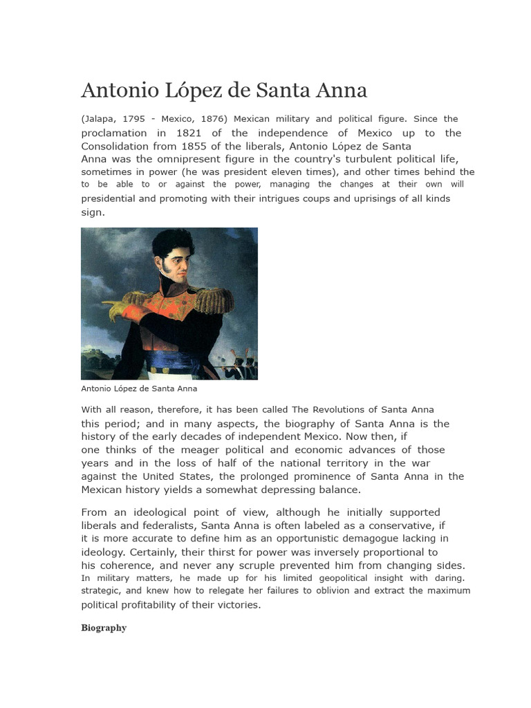 Antonio López de Santa Anna | PDF | Mexico | Mexican–American War
