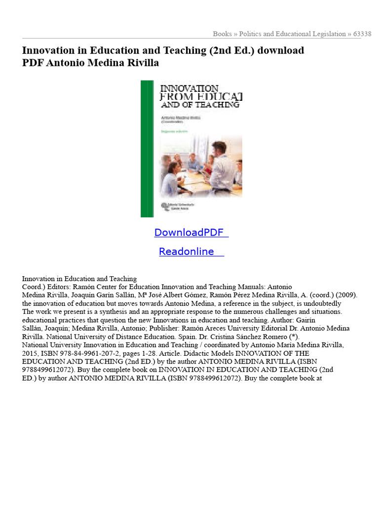 Innovation in Education and Teaching (2nd Ed) PDF | PDF