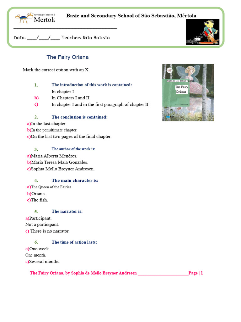 Verification Form For Reading The Fairy Tale Oriana Inha | PDF ...