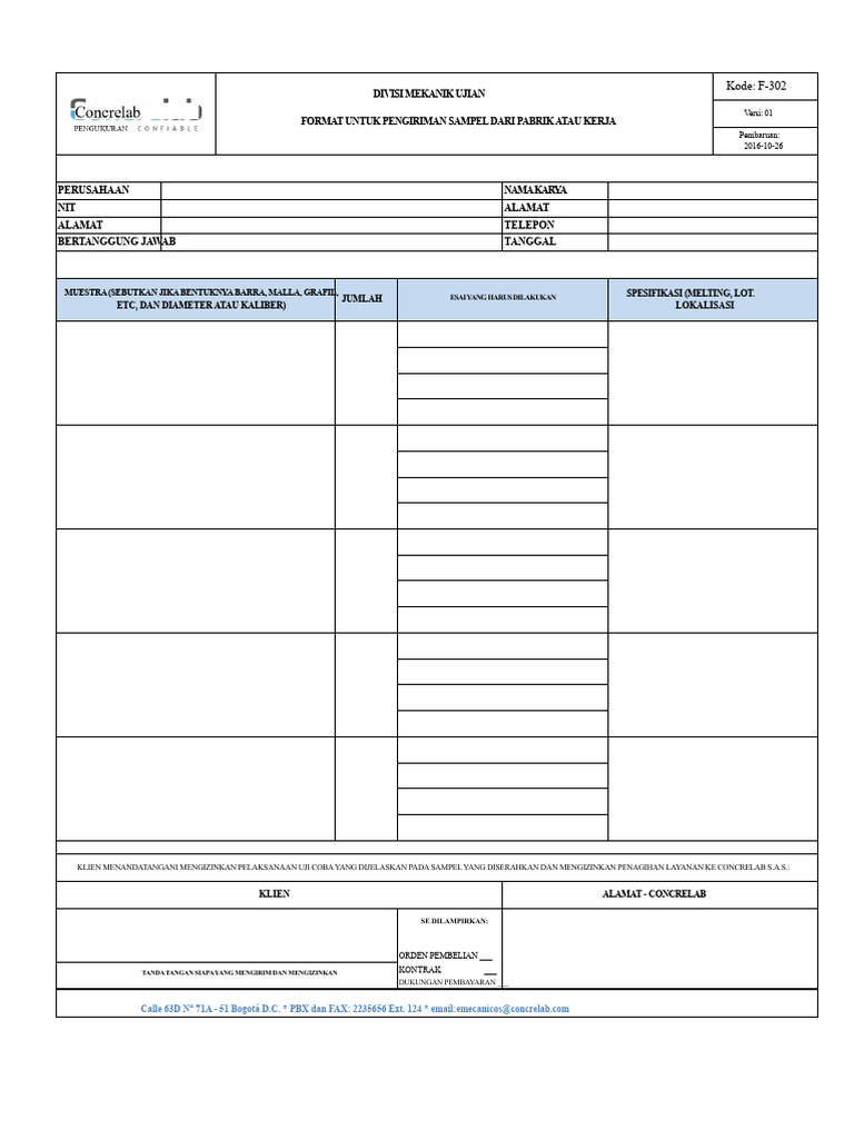 Format Dan Instruksi Untuk Pengiriman Sampel | PDF