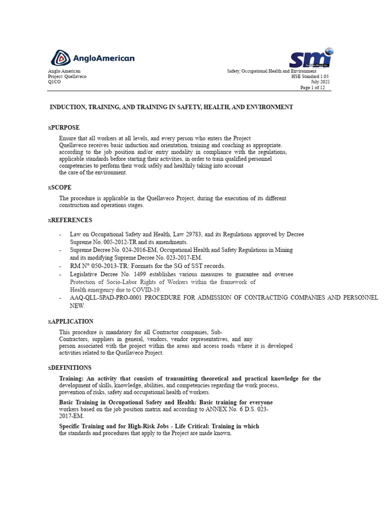 3 - Induction Training and Coaching | PDF | Occupational Safety And ...