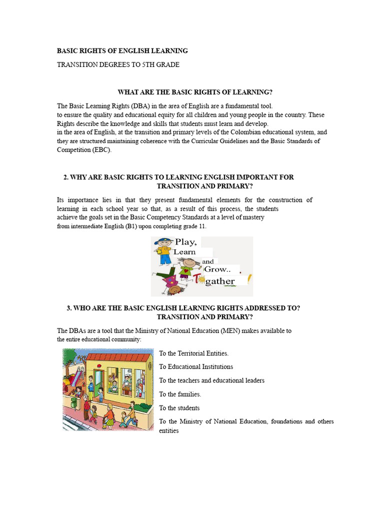 Basic Learning Rights | PDF | Curriculum | Learning