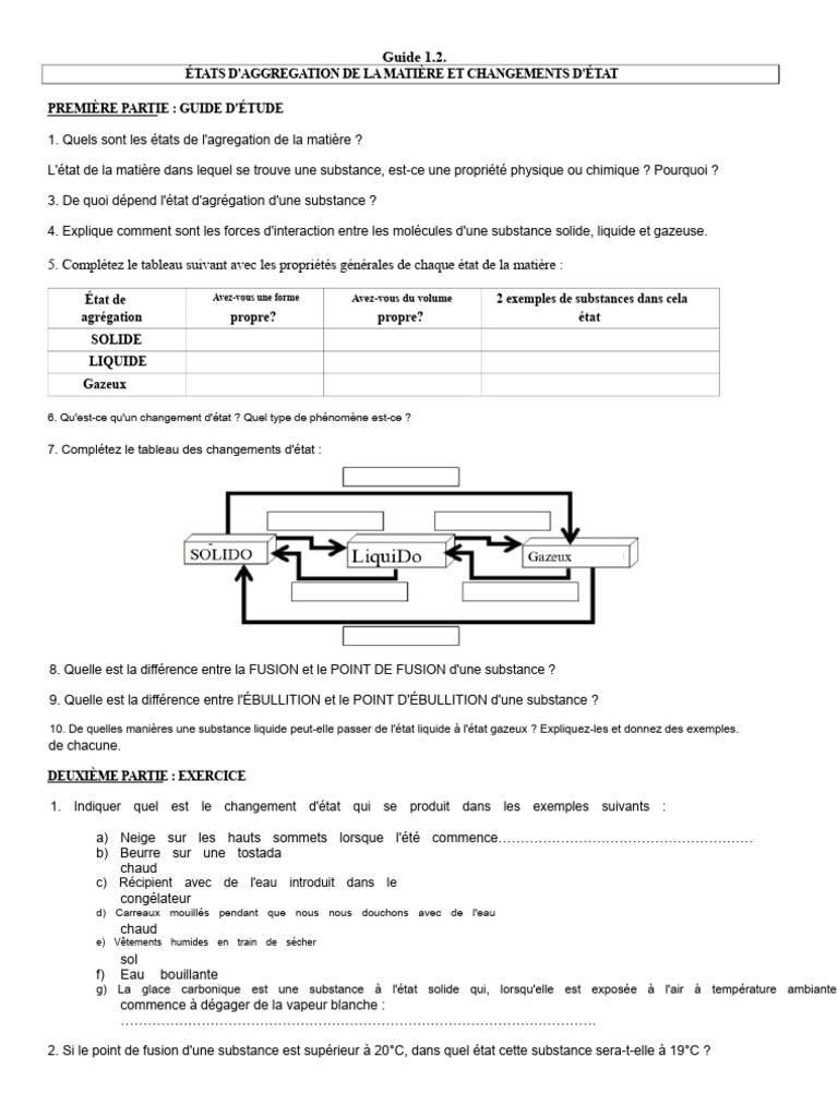 États de la matière et changements d'état | PDF | Point de fusion | Matière