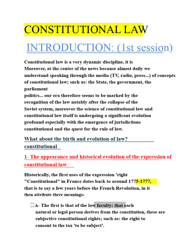 Evolution of Constitutional Law Explained | PDF | Constitution ...