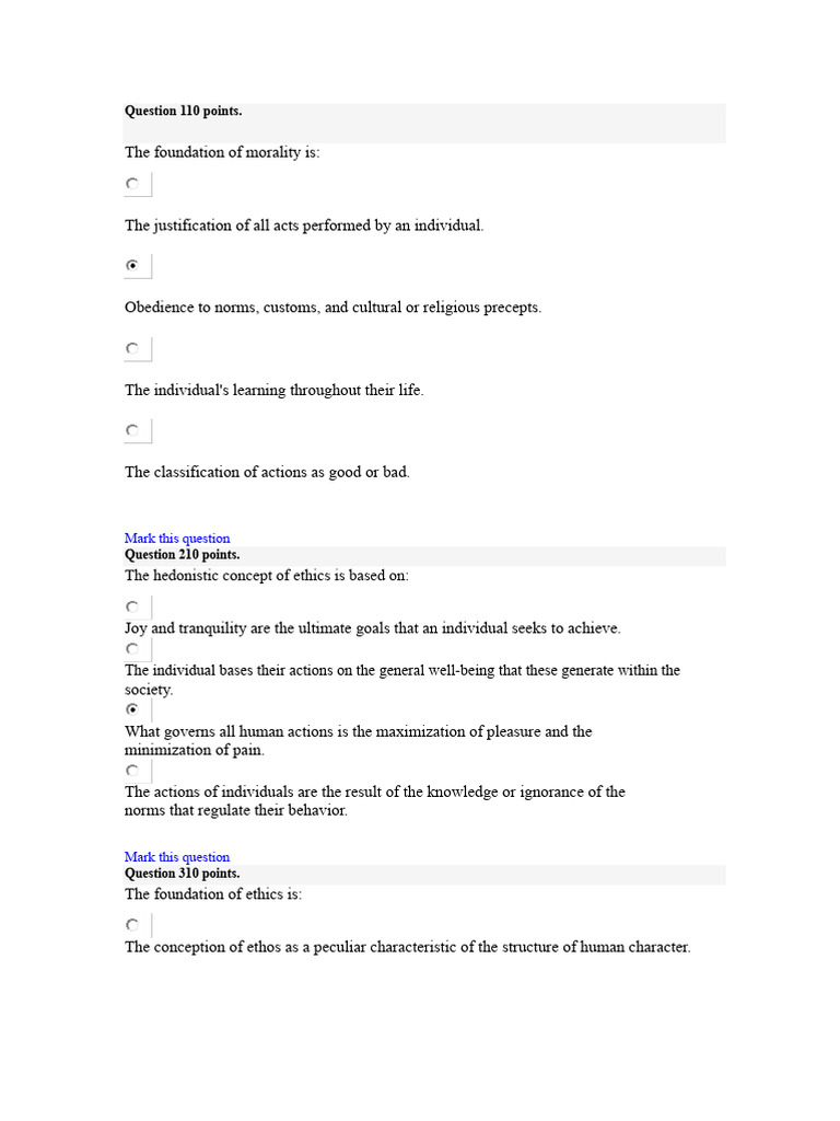 Exam Scenario 2 Business Ethics Quiz September | PDF