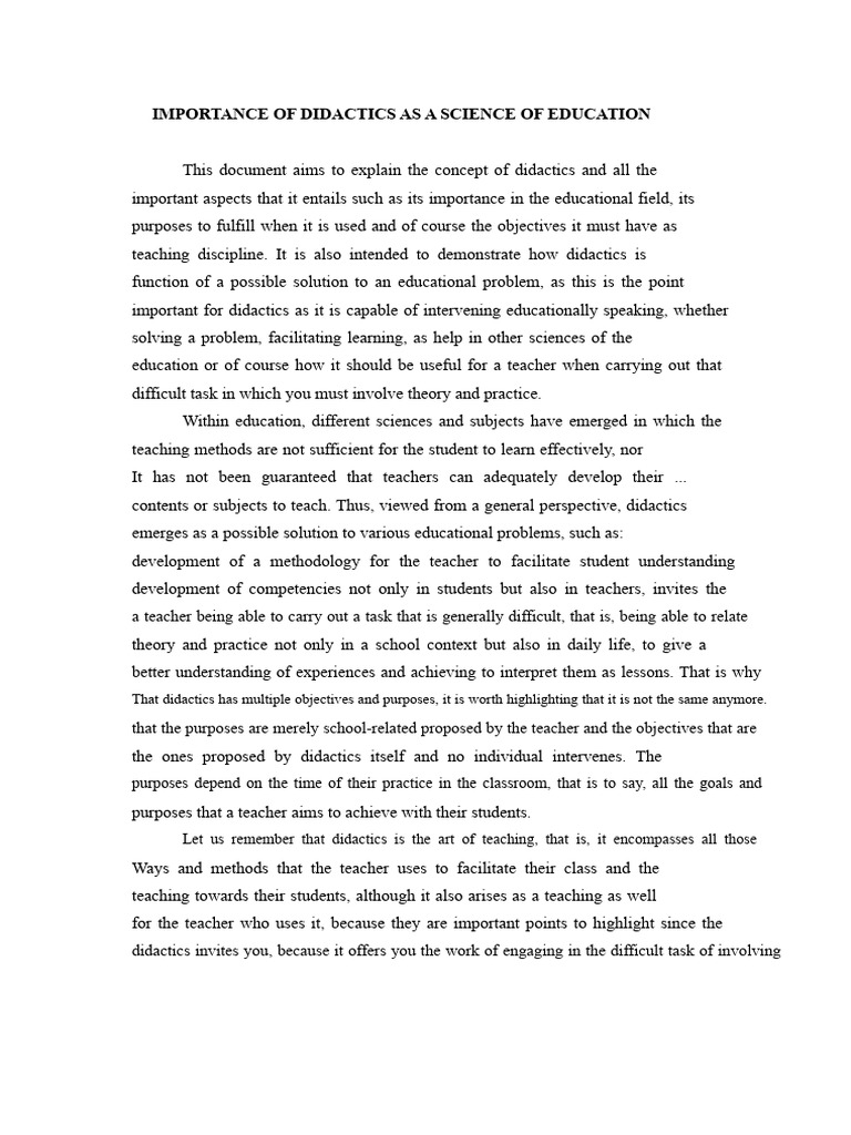 Importance of Didactics As A Science of Education | PDF | Pedagogy ...