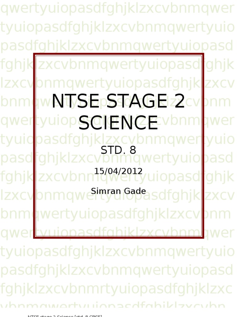 Ntse Stage 2 Science | PDF