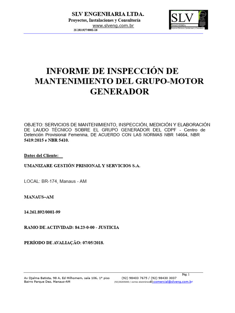 Informe de Mantenimiento Generador - CDPF 2 | PDF | Inyección de combustible | Relámpago
