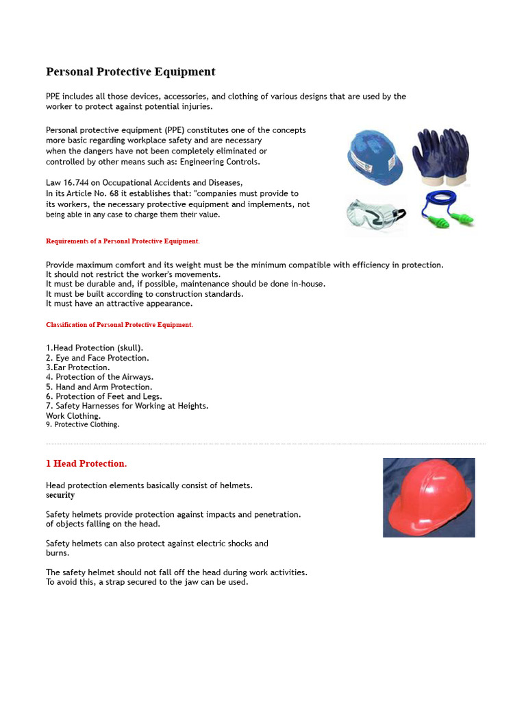 PPE Safety Guidelines for Workers | PDF | Personal Protective Equipment ...