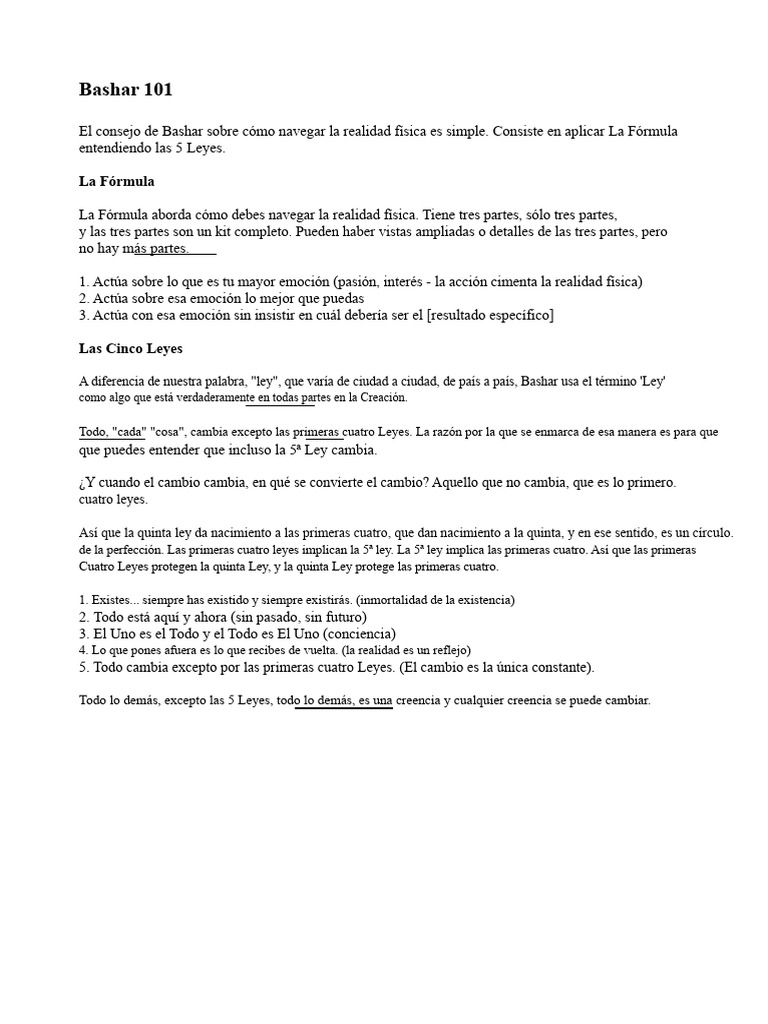 La Fórmula de Bashar y sus 5 Leyes | PDF | Realidad