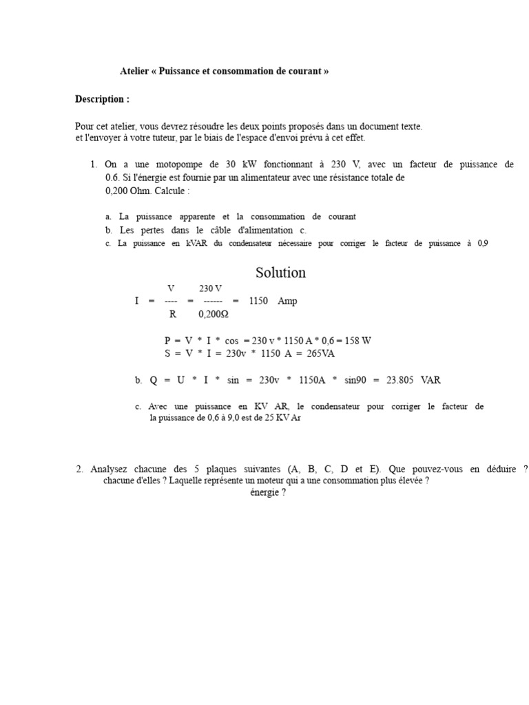 Envoi Activité3 Preuve2 | PDF | Puissance (physique) | Grandeur physique