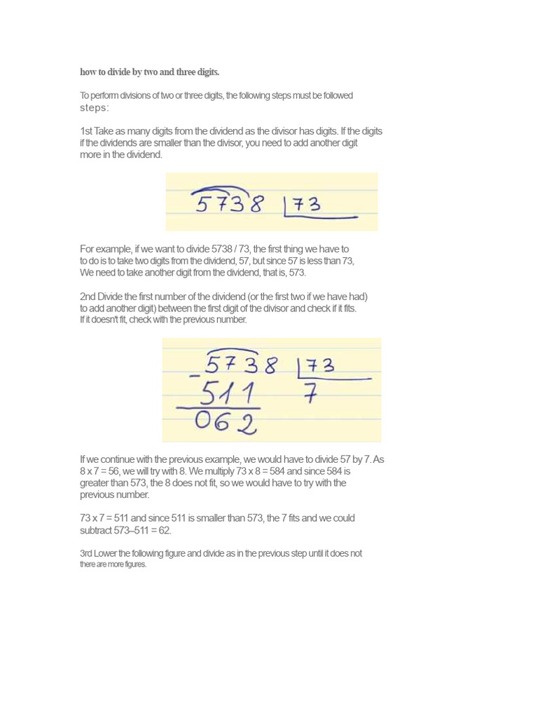 How To Divide 2 and 3 Digit Numbers | PDF | Division (Mathematics ...