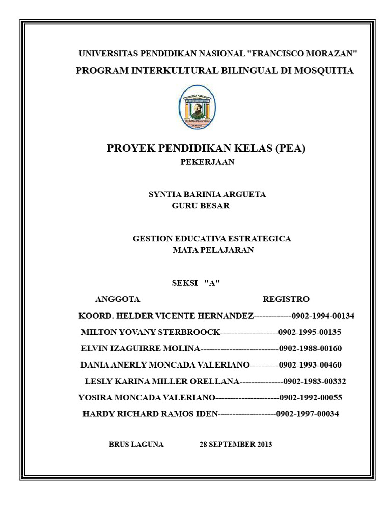 Proyek Pendidikan Kelas PEA | PDF