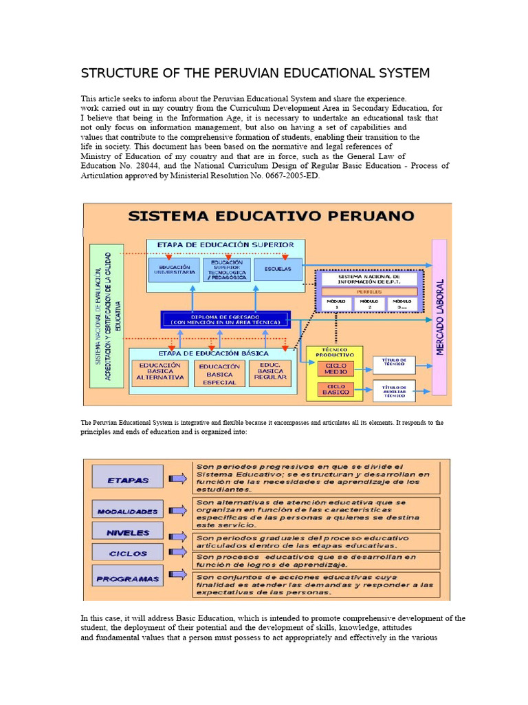 Structure of The Peruvian Educational System | PDF | Curriculum | Knowledge