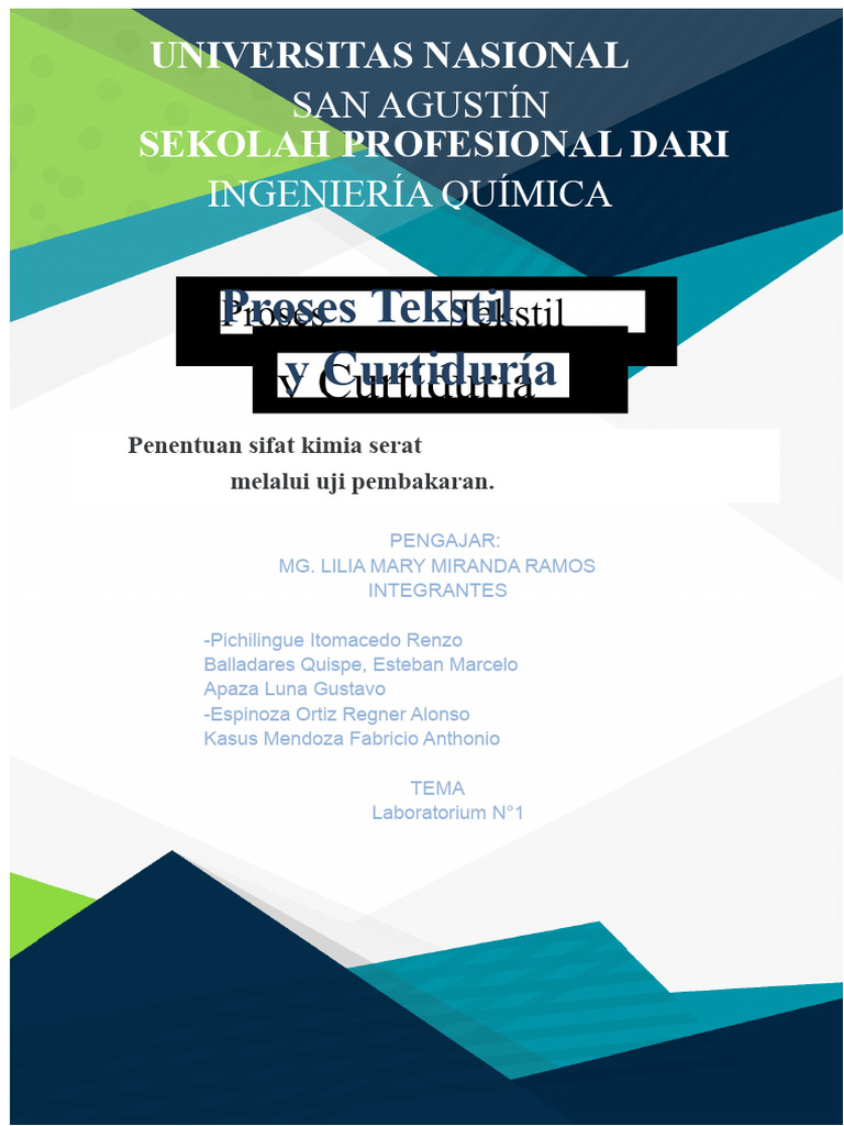 LAB1 - Penentuan Sifat Kimia Serat Melalui Uji Pembakaran | PDF
