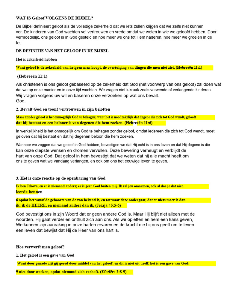 WAT IS Geloof VOLGENS DE BIJBEL | PDF