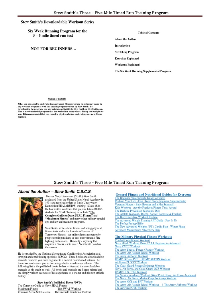 Stew Smith's Six Week Training Program for Improving 3-5 Mile Run Times ...
