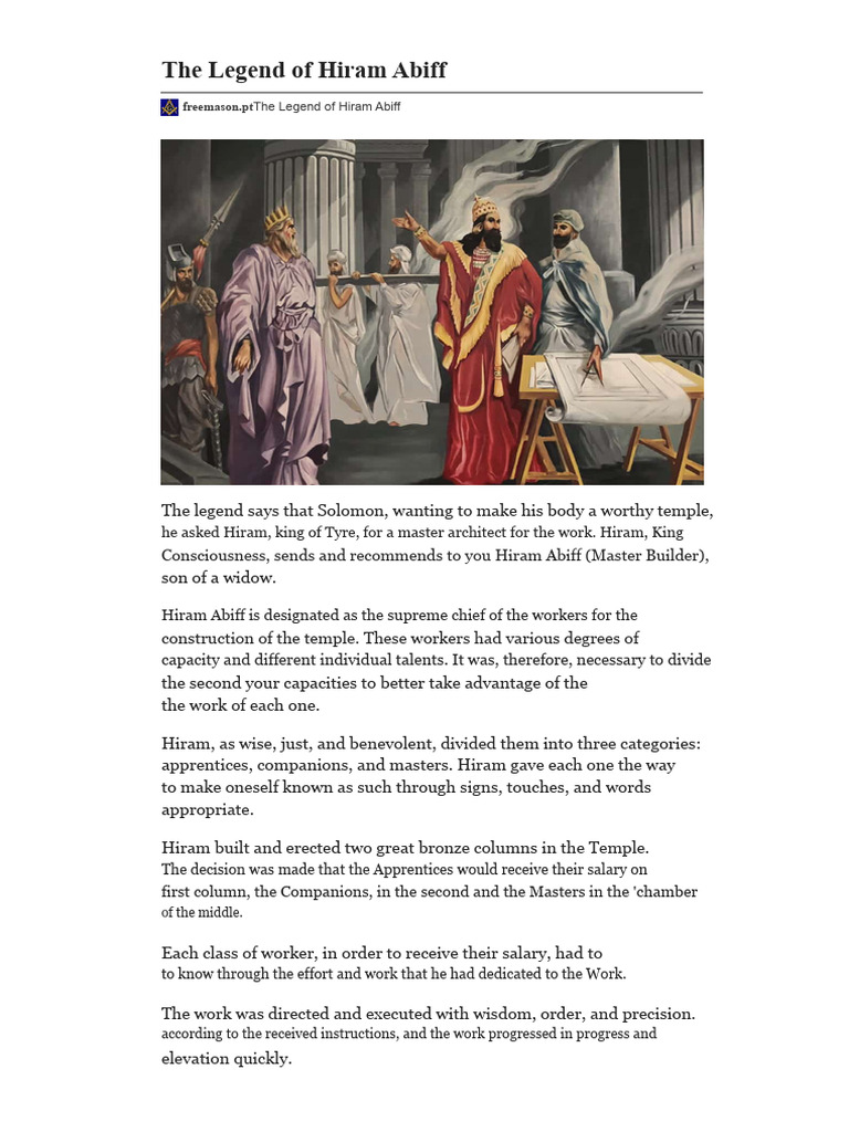 Hiram Abiff: The Masonic Legend | PDF | Freemasonry | Osiris