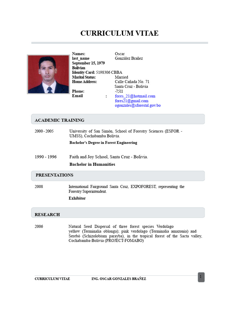 Curriculum Vitae | PDF | Bolivia