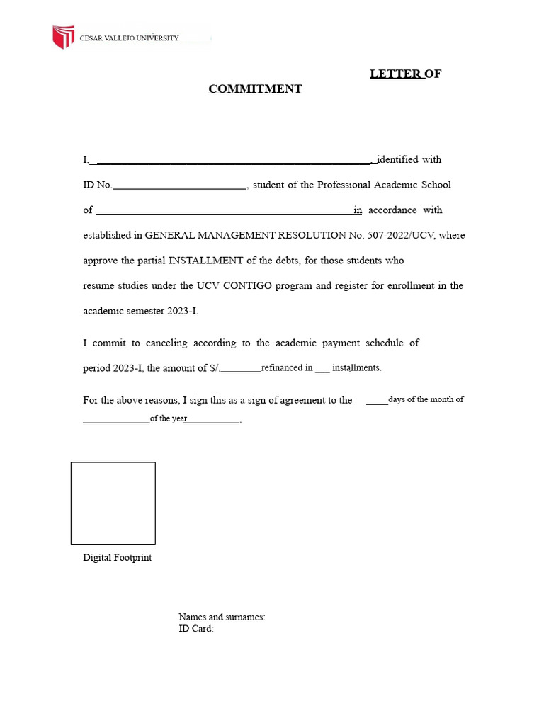 Letter of Commitment Ucv With You 2023-01 | PDF