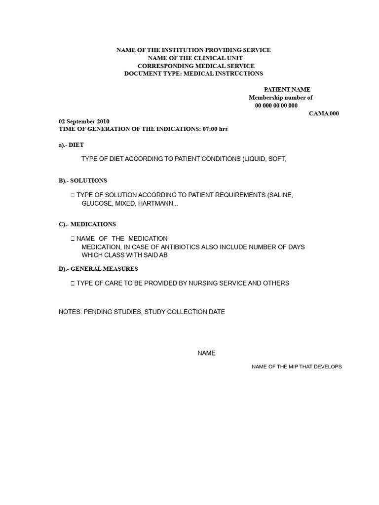 Example Medical Instructions | PDF