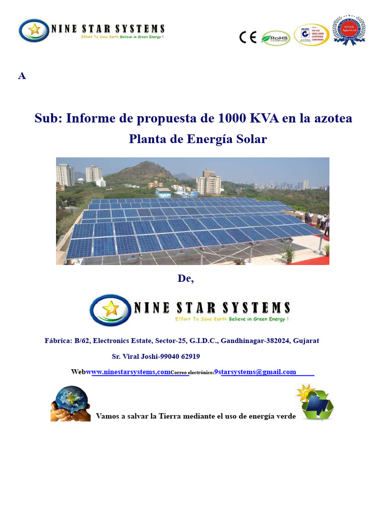 1mw Planta Solar PDF | PDF | Energía solar | Fotovoltaica