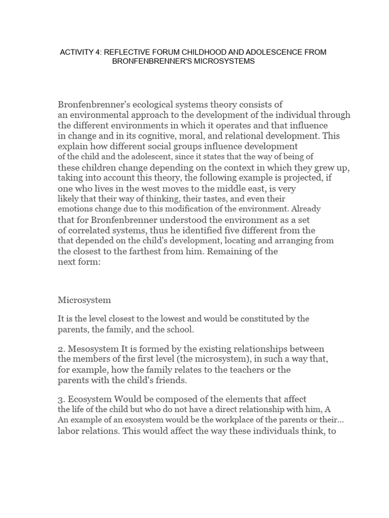 Activity 4 Reflective Forum Childhood and Adolescence From ...