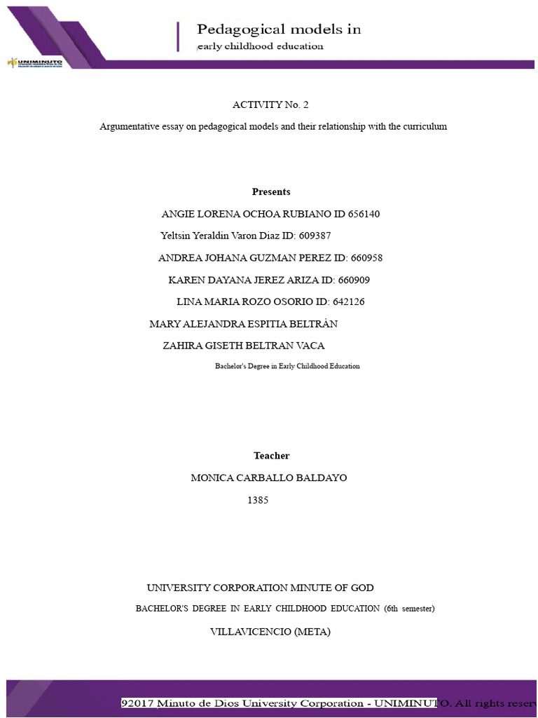 ACTIVITY 2 ACTIVITY 2 (Essay On Models and Their Relationship With The ...