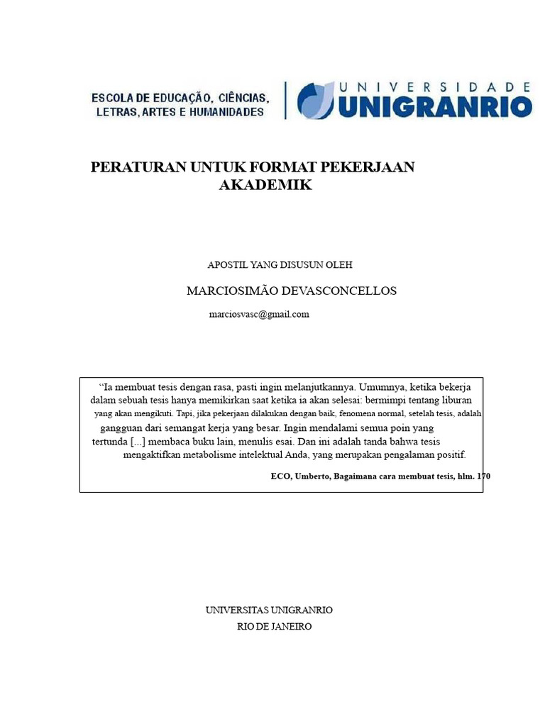 Panduan Format Tesis Akademik | PDF