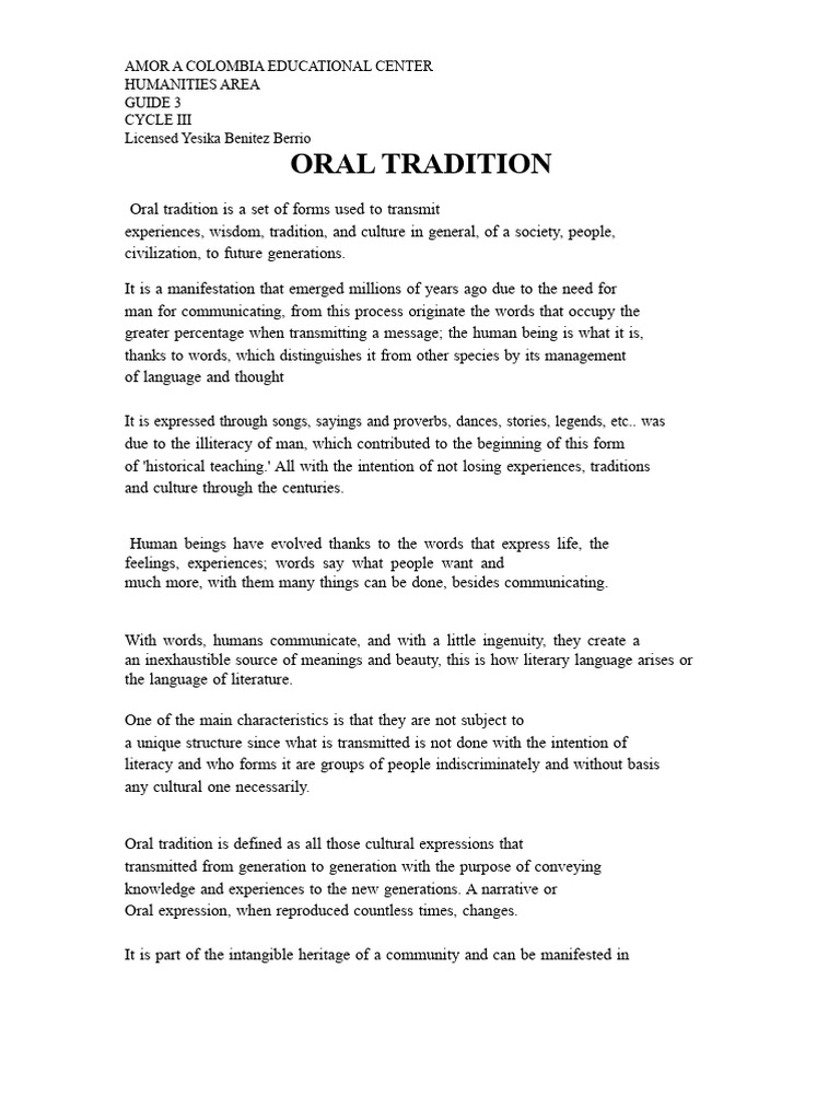 Characteristics of Oral Tradition | PDF | Legends | Greek Mythology