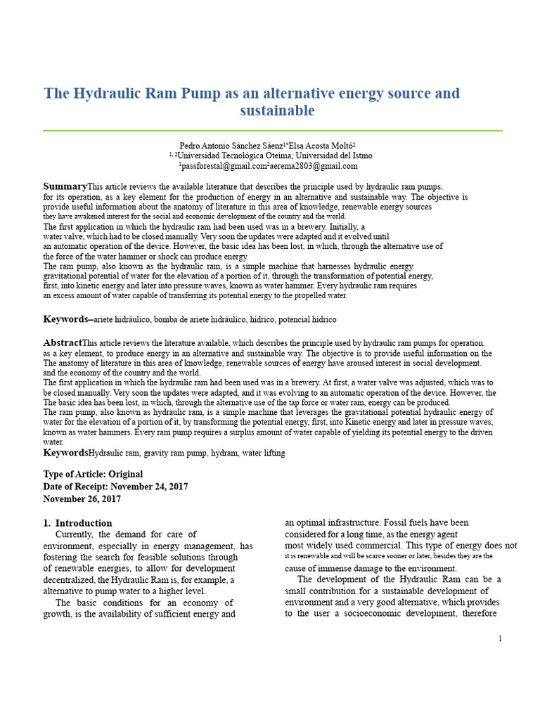 Scientific Article Hydraulic Ram Pump | PDF | Pump | Water