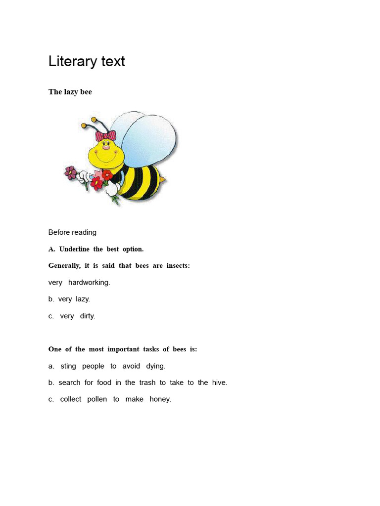 Exercise The Lazy Bee | PDF | Beehive | Bees
