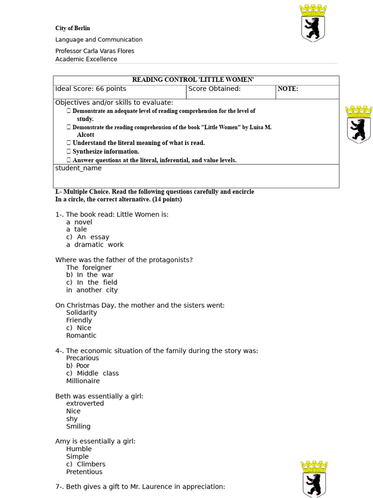 TEST Little Women | PDF | Little Women