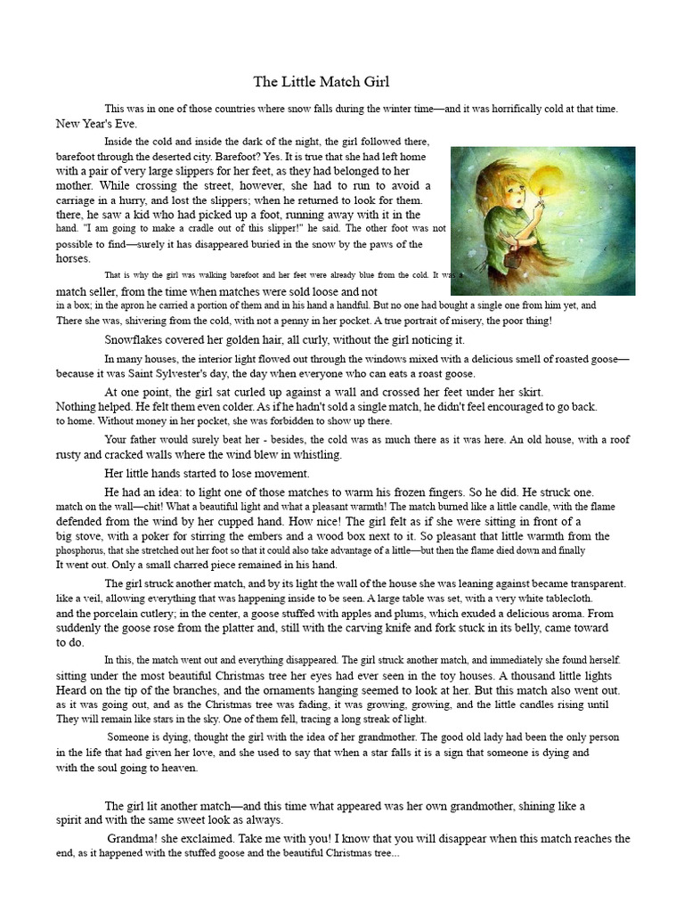 The Little Match Girl: A Tale of Misery | PDF | Folklore