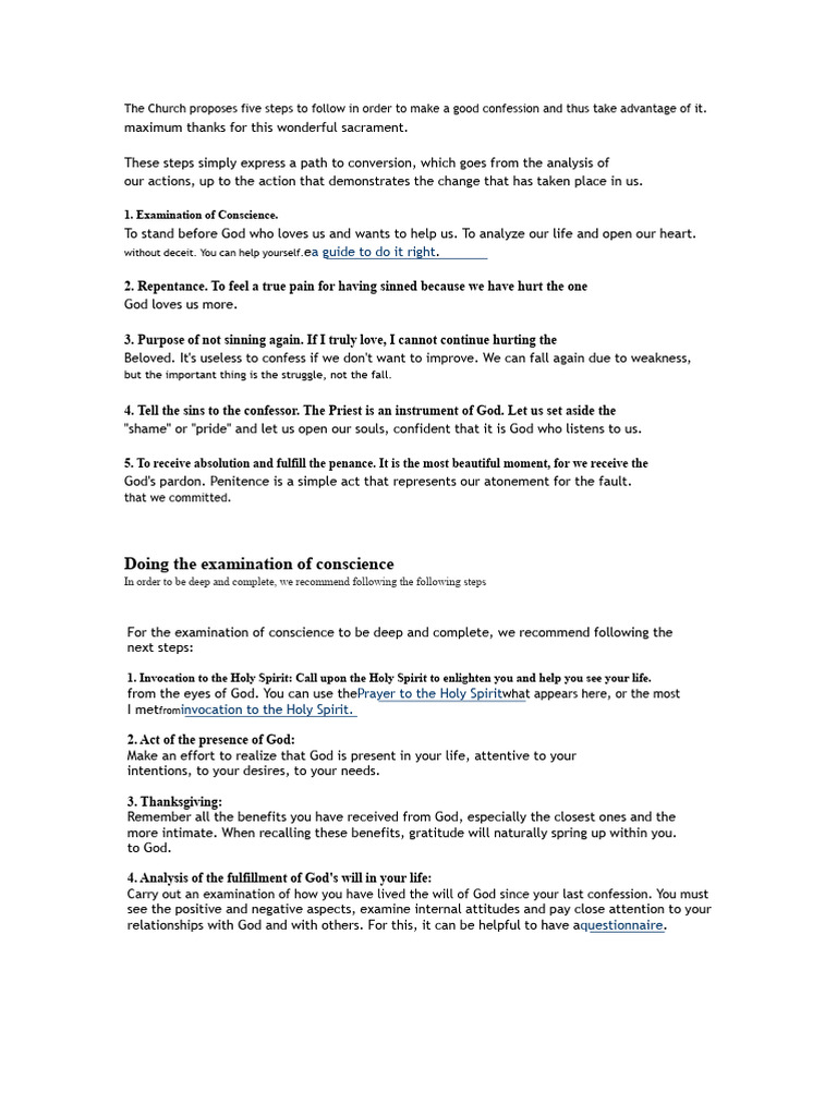 5 Steps To Follow To Make A Good Confession | PDF | Penance | Eucharist