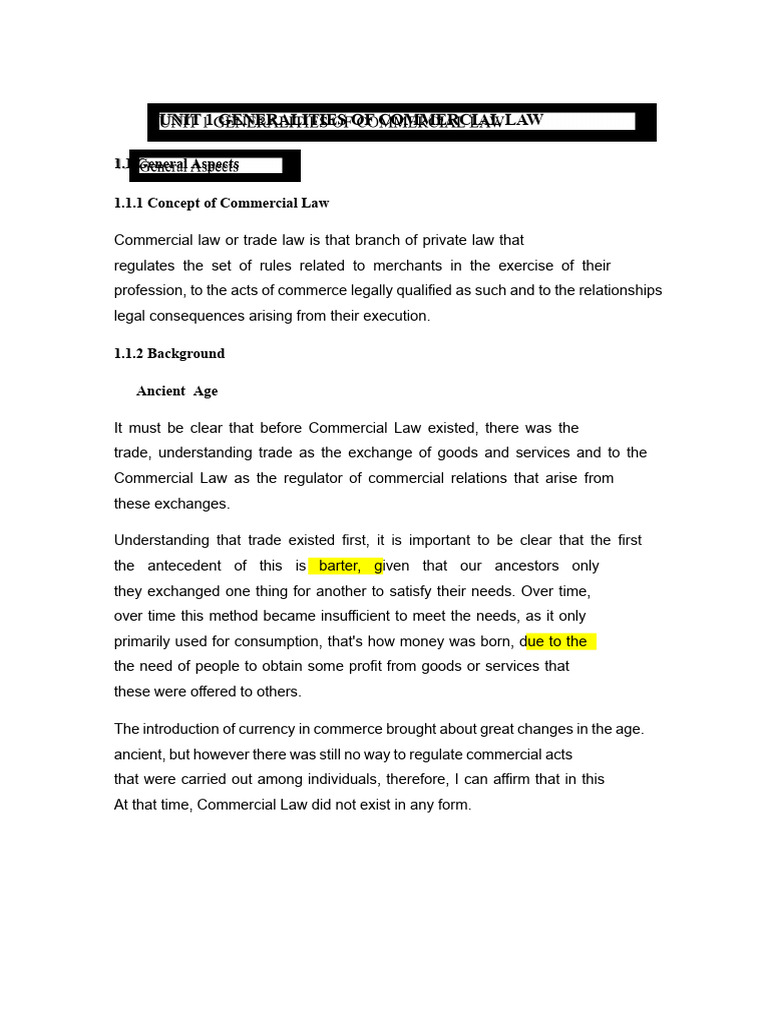 Unit 1 Generalities of Commercial Law | PDF | Jurisdiction | Globalization