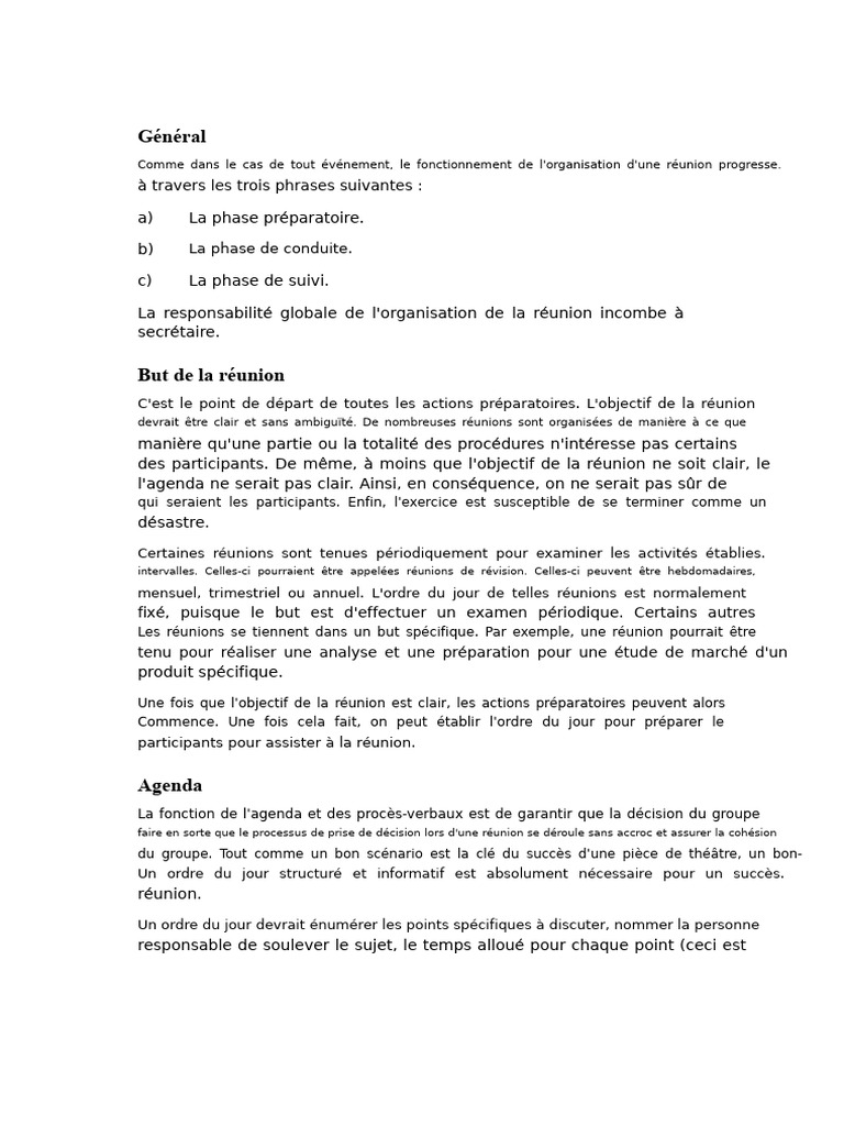 Notes Sur L'ordre Du Jour Et Le Compte Rendu | PDF
