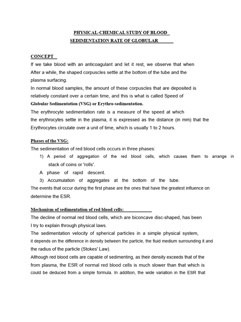 Erythrocyte Sedimentation Rate (ESR) | PDF | Blood Plasma | Tissue ...