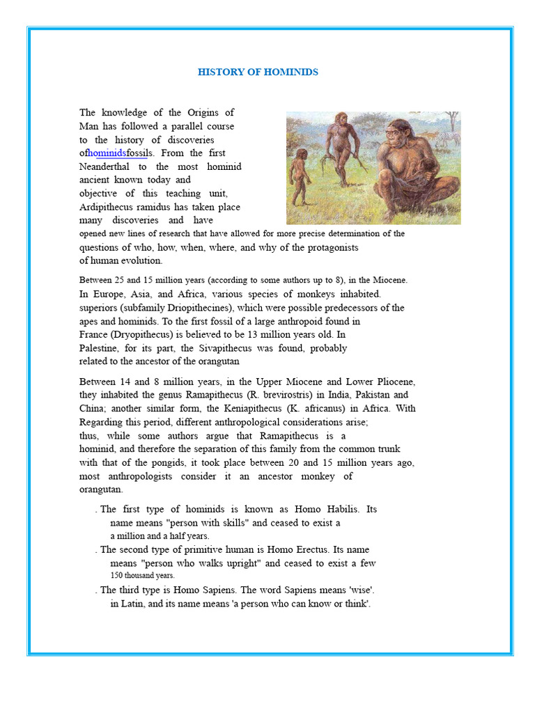 History of Hominids | PDF
