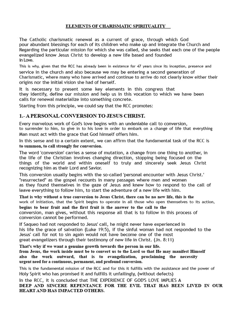 Elements of Charismatic Spirituality | PDF | Spiritual Gift | Jesus