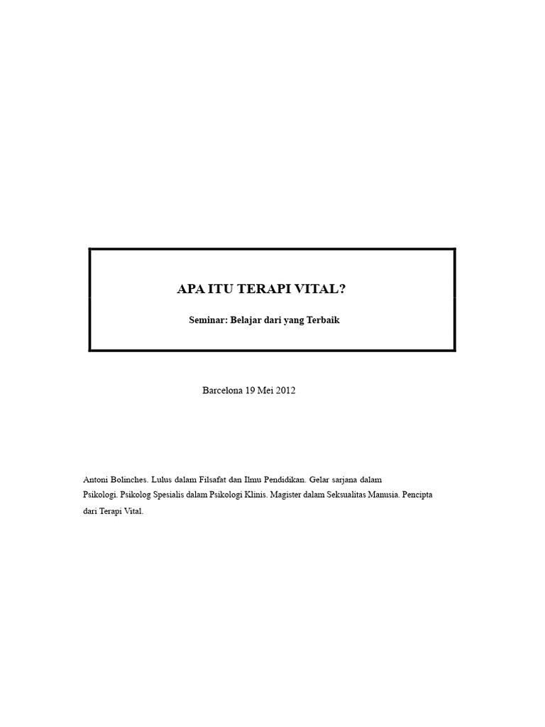 00 - Seminar Apa Itu Terapi Vital | PDF