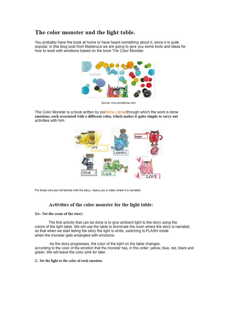 Activities The Color Monster | PDF
