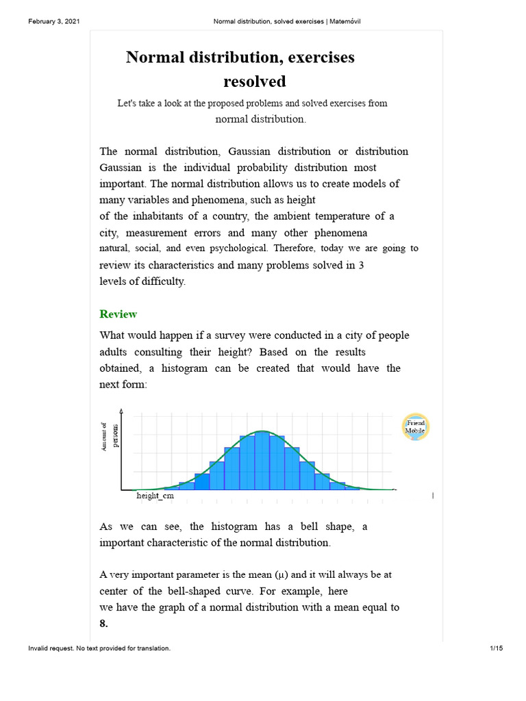 Normal Distribution, Solved Exercises - Matemóvil | PDF | Normal Distribution | Probability ...