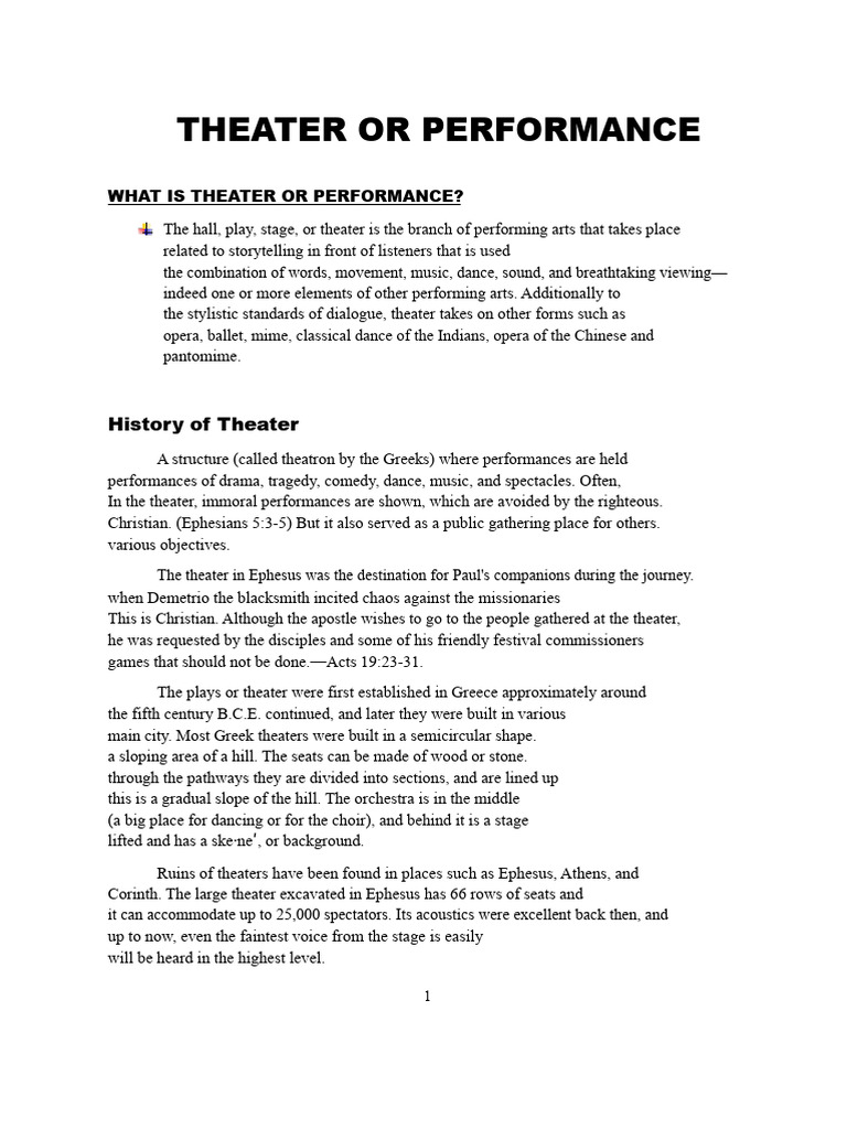 Overview of Theater and Performance Arts | PDF | Puppetry | Puppets
